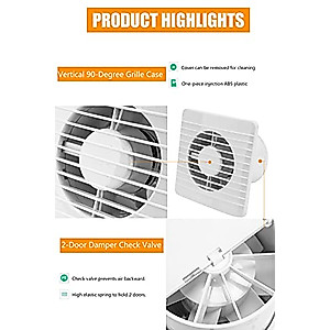 FanGoFast 4 Inch Exhaust Fan Ventilation Extractor with Anti-backflow Ventilation Fan,12W Powerful Kitchen Extractor Fan,Window and Wall Mount Vent Fans, For Kitchen Bathroom Greenhouse Garage