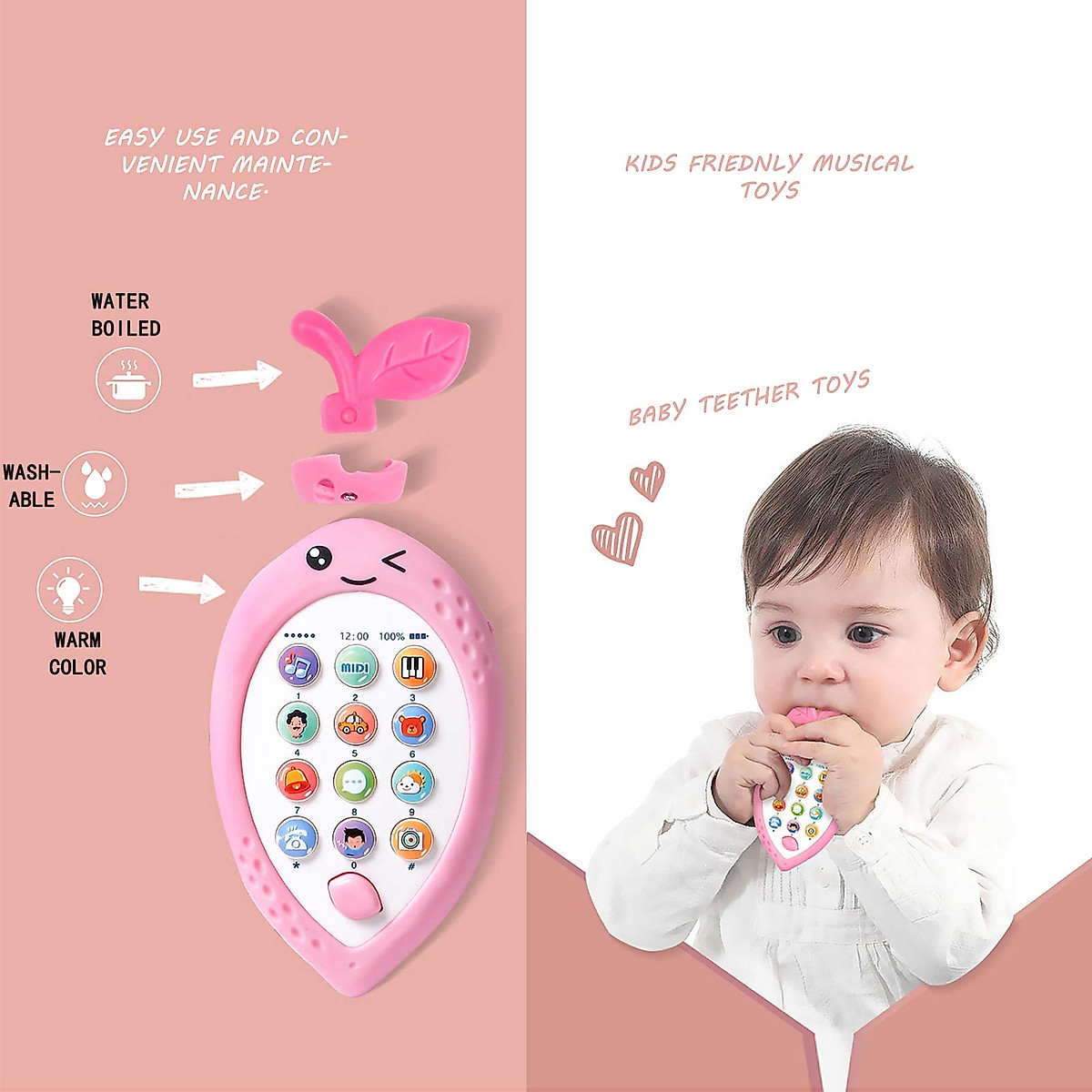 Little Bado Musical Cell Phone Toy for Baby Toddler Kids Over Two Years Old Early Learning Educational Mobile Phone Toys Gifts