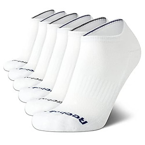 Reebok Mens' Breathable No-Show Low Cut Basic Cushion Socks (6 Pack), Size Shoe Size 6-12.5, Classic White