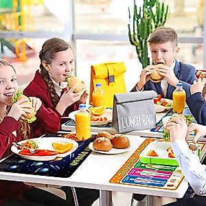 4 Pieces Educational Preschool Placemats for Toddlers and Kids, Non Slip Washable Reusable Learning Placemats for Nursery Homeschool Kindergarten Classroom Supplies (Map, Human Body, Solar System)