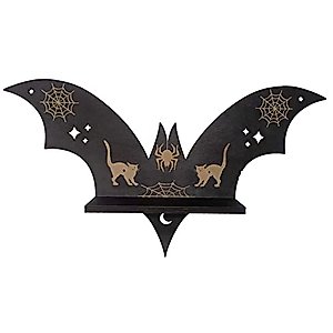 suyam Crystal Display Shelf,Bat Crystal Shelf Wooden Floating Shelf | Wall Hanging Crystal Holder Stand Decor for Crystals Stones Essential Oils Display