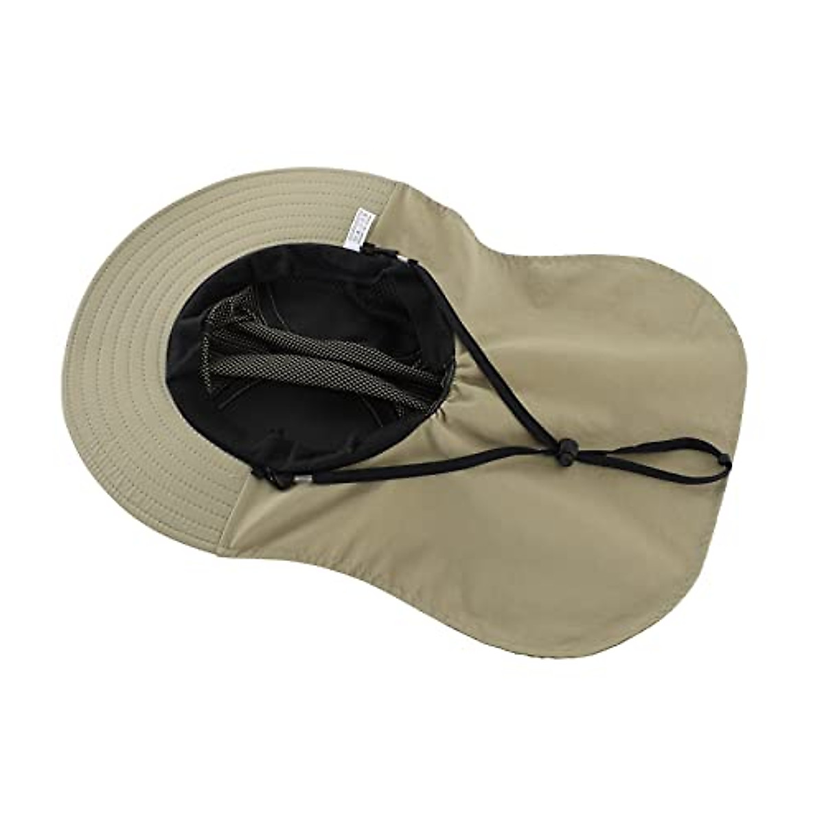 LLmoway Mens Outdoor Sun Protection Cap Wide Brim Breathable Mesh Boonie Hat with Neck Flap Khaki