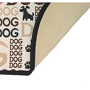 S&T INC. Microfiber Pet Bowl Feeding Mat, Anti-Skid and Absorbent, 12.5 Inch x 21 Inch, Typography