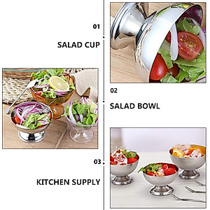 Yardwe Stainless Steel Bowl Dessert Bowl Sauce Bowls Ice Cream Fruit Snack Candy Cup Appetizer Plates Serving Portion Cups Ramekins for Home Kicthen 10. 7x7cm