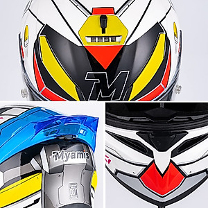 Myamis K5 Motorcycle Helmets Adult Full Face Men Womens Helmet DOT Certified (Blue Challenger, M)