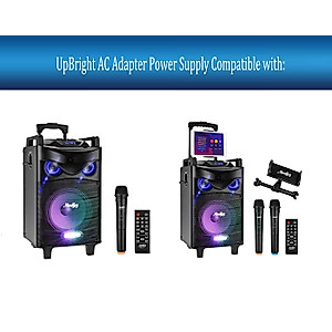 UpBright 15V AC/DC Adapter Compatible with Moukey MTs10-1 MTs10-2 MK3017-US MTs10-4 12V 4.5Ah Lead-Acid Battery Karaoke Machine Portable Party PA Trollry Speaker MTs101 13.5V Power Supply Cord Charger
