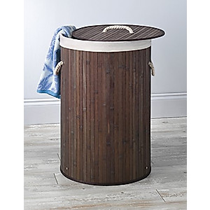Whitmor Laundry Hamper with Rope Handles Bamboo, 16.25x23.375, Dark Stain