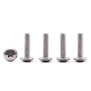 #10-24 x 3/4" (50 Pack) Phillips Truss Head Machine Screws for Cabinet Drawer Knob Pull Handle, Stainless Steel 304 (18-8), Truss Head Bolts, Phillips Drive, Bright Finish