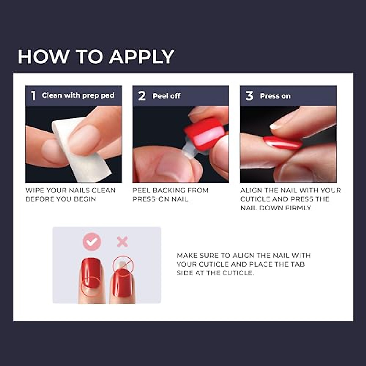 KISS imPRESS No Glue Mani Press On Nails, Design, 'No Other', Red, Short Size, Squoval Shape, Includes 30 Nails, Prep Pad, Instructions Sheet, 1 Manicure Stick, 1 Mini File