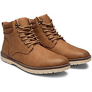 Vostey Men's Hiking Boots waterproof Casual Chukka Boots for Men(BMY670B yellow brown 10)