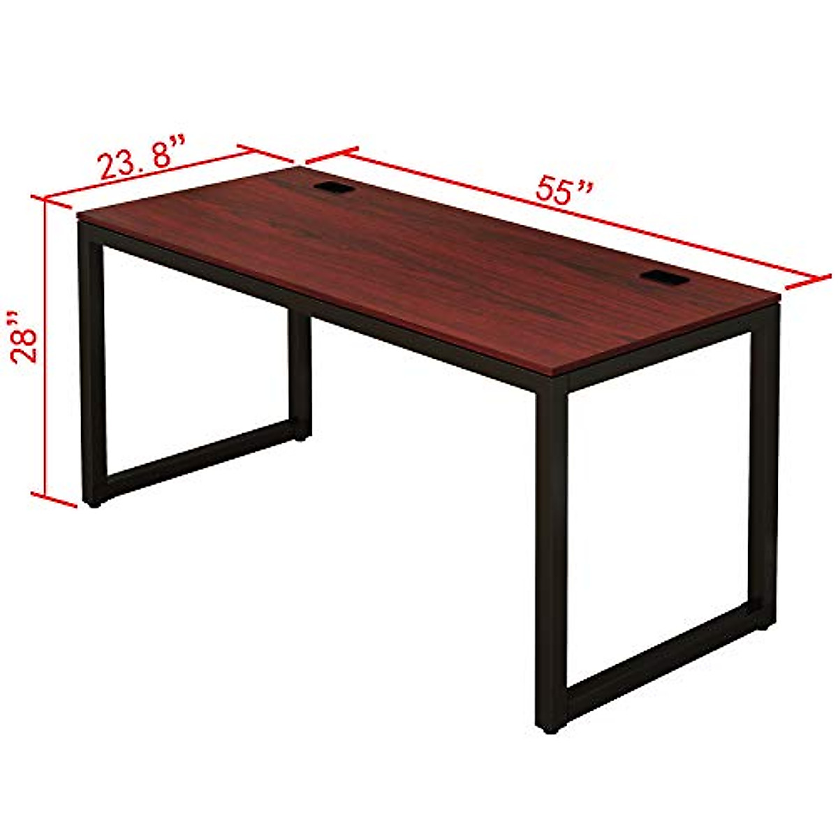SHW Home Office 55-Inch Large Computer Desk, Black/Cherry