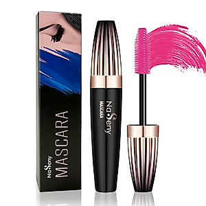 Naseny Waterproof Pink Mascara Volume And Length,5D Silk Fiber Mascara Clear Eyebrow Gel Keep Brows Stay In Place All Day,Brow Freeze Goes a Long Way Creat Full Voluminous Eye Makeup Looking