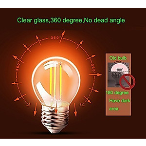 CTKcom 4W G45 Dimmable Edison Style Antique LED Light Bulb(4 Pack)- LED Filament Bulb 40W Incandescent Equivalent 400LM 2700k Warm White Lamps for Home Pendant Antique Light Fixtures E26/E27 110V~130V