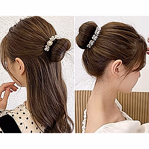 4Pcs Magic Hair Bun Maker with Peal and Flower Foam Sponge Buns Shaper Donut Holder Hair Twist Curler Hair Accessory DIY Hair Styling Tool for Women and Girls