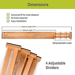 Homemaid Living Bamboo Drawer Dividers, Adjustable & Expandable Kitchen Drawer Organizer, Ideal for Silverware Drawer Organizer, Dresser Drawer Organizer or Bedroom and Bathroom Drawer Organizer