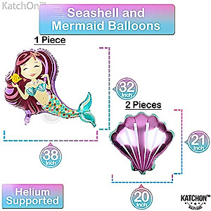 KatchOn, Big Mermaid 4th Birthday Decorations Set - Pack of 8 | Mermaid Birthday Decorations For Girls 4 | Mermaid Balloons Decoration | Mermaid Party Decorations 4th Birthday | Mermaid Party Supplies