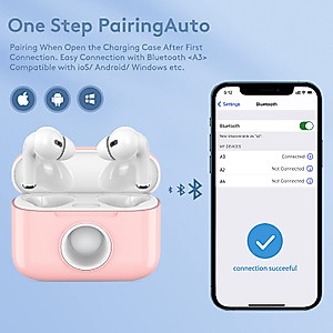 Chof A3 Wireless Earbuds Bluetooth Call Noise Cancelling Ear Buds with Microphones, Auto Pairing in Ear Headphones, 36H Playtime, Premium Stereo Earphones for Sport Home Office Pink