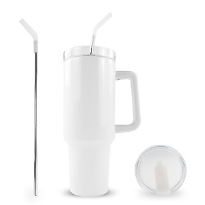 Hogg Traveler 40 oz Sublimation Tumbler, 40 oz Sublimation Tumblers with Handle, Sublimation Tumblers Bulk, Sublimation Cups, 40oz Sublimation Tumbler with Handle Bulk, White Tumbler Bulk