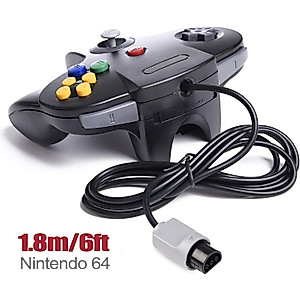 miadore N64 Classic Controller, Retro N64 64-bit Remote Gamepad Joystick for N64 Console Video Game System (Black)