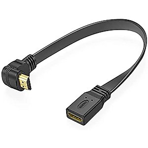 URWOOW HDMI Extension Cable High Speed 90-Degree Angle HDMI Male to Female Extension Wire Cord HDMI Extender - Gold Plated Plugs ( 1FT )