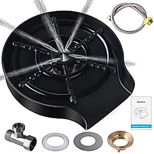 Genround Glass Rinser, Easy to Install Bottle Washer, Stainless Steel Glass Rinser for Kitchen Sinks, Bar Glass Rinser for Red Wine Glass Wash, Kitchen Sink Accessories, Automatic Flushing Device