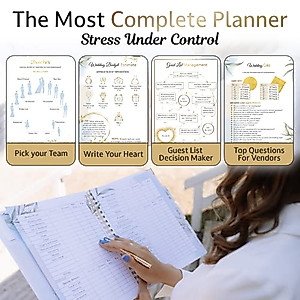 Wedding Planner Book and Organizer For The Bride - Gold Kit with Stickers, Pen & Gift Box | Future Mrs Gifts Wedding Planning Book | Engagement Gifts for Women | Bride To Be Gifts for Her