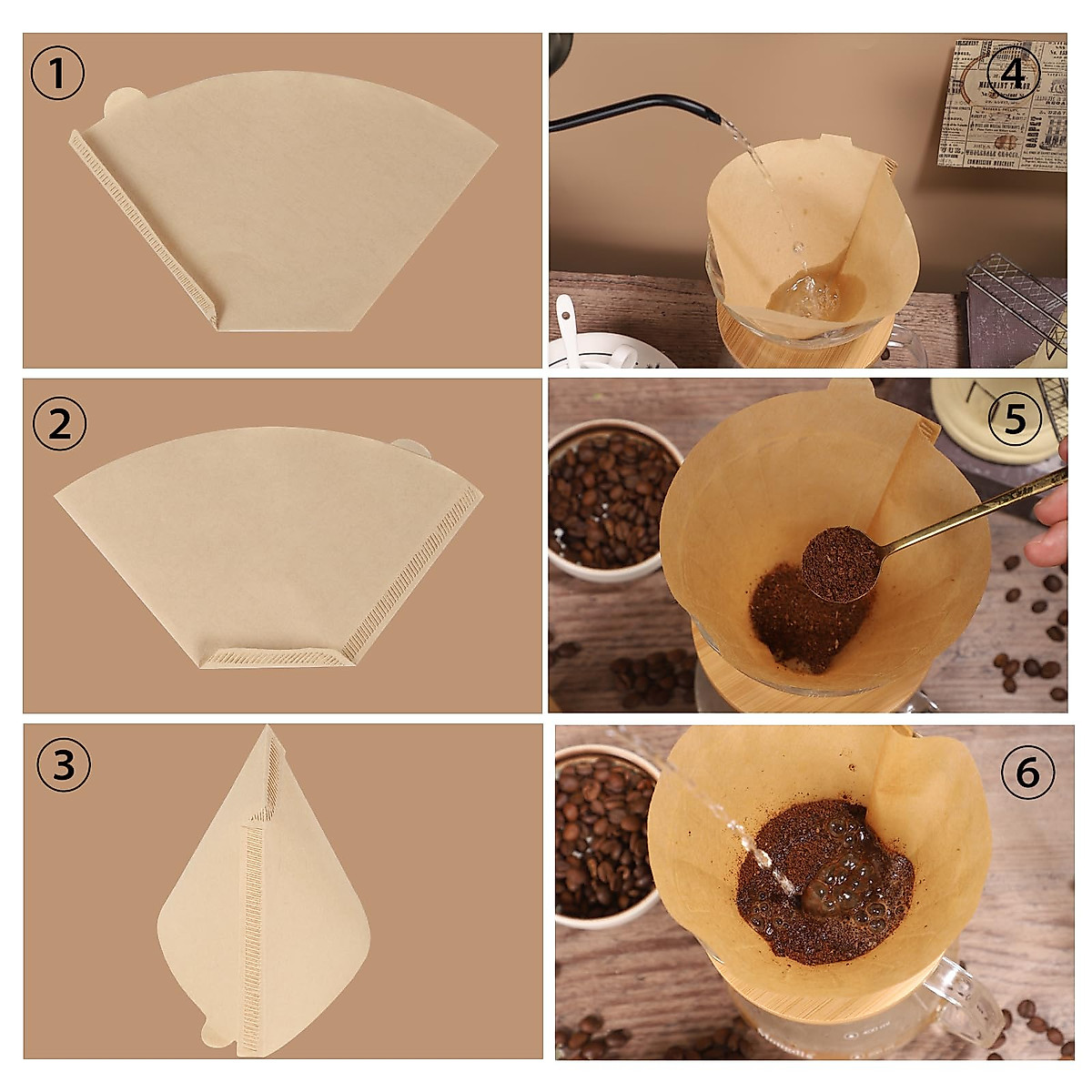 160 Count #4 Cone Coffee Filters 8-12 Cup Disposable Coffee Filters 4 Cone Paper Unbleached Natural Number 4 Filters Paper Compatible with Ninja Coffee Filter, Drip and Pour Over Coffee Maker