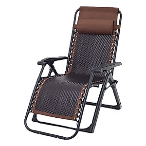 Lounge Chair, Outdoor Reclining PE Rattan Patio Recliner Chairs Beach Pool Lawn Camping Indoor Office Deck Lounger Chair