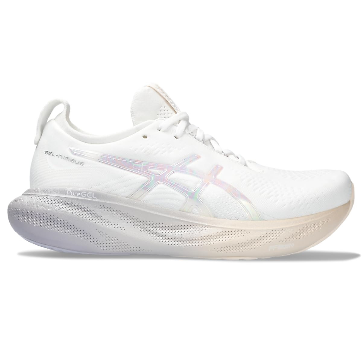 ASICS Women's Gel-Nimbus 25 Anniversary Running Shoes, 7.5, White/Rose DUST