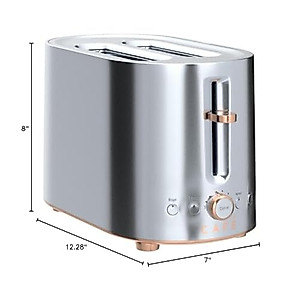 Café Express Finish 2-Slice Toaster | Extra-Wide Slots, Extra Lift for Waffles, Pastries, Texas Toast & More | 4 Pre-Set Functions, 8 Shade Options | Countertop Kitchen Essentials | Stainless Steel