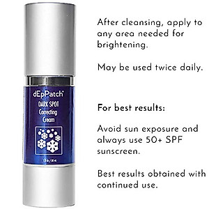 dEpPatch DARK SPOT Correcting Cream with ANTI AGING Peptides for Face and Body | Tighten, Maintain Even Radiant Skin Tone| All Natural Active Ingredients, Made in the USA (1 fl oz)