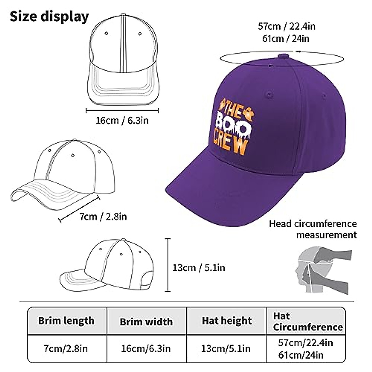 Cowgirl hat Ghost Letter Boo Hiking hat Hunting hat Gifts for Boyfriends Running Hat Purple