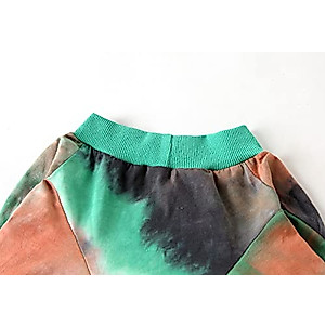 PriPre Dog T Shirt Striped Tie Dye Dog Clothes for Large Dogs Breathable Stretchy Cotton Clothes Dog Pajamas (GreenOrange, Medium)