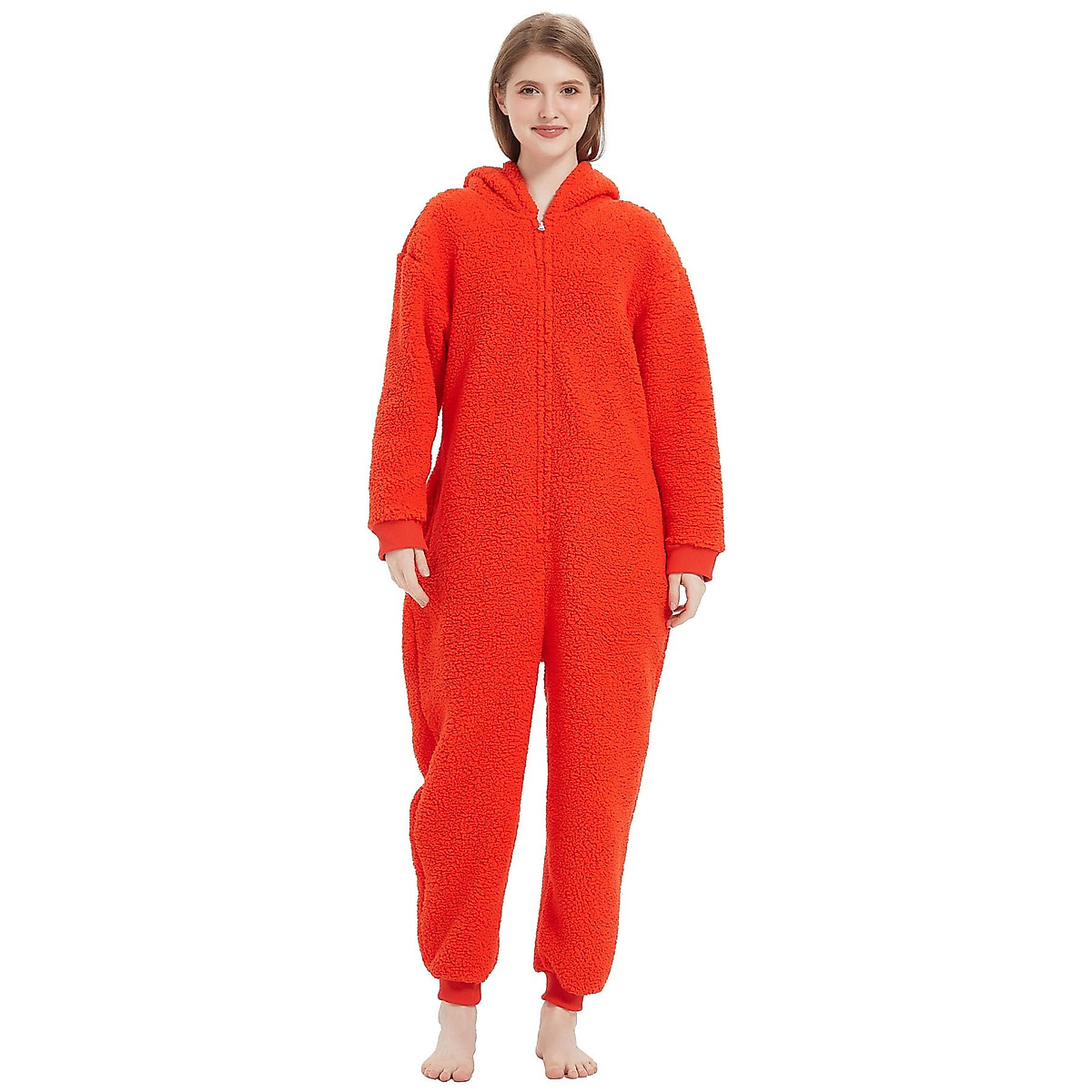JNVarbeitet Adult Animal Onesie Elmo Costume Cosplay Unisex One Piece Pajamas for Women Men XL