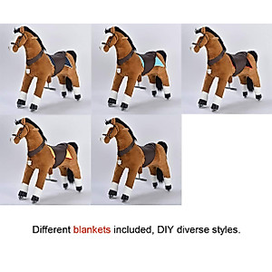 Ufree Large Mechanical Rocking Horse Toy, Ride on Bounce up and Down and Move, 44 inch for Children 6 to Adult (Black Mane and Tail)