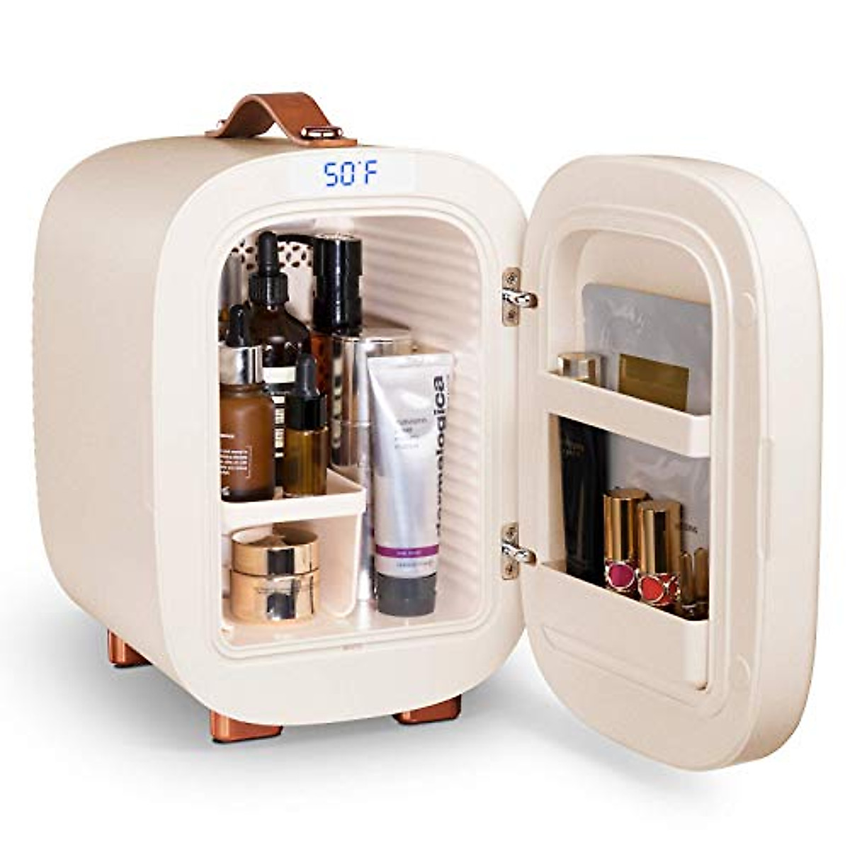QUBI Mini Fridge, Professional Skincare Fridge, Mini Cosmetics Makeup Fridge, Compact Fridge 5 Liter (Cream White, 5L)