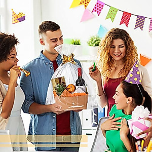 30 Pieces Baskets with Handle for Gifts Empty with Cellophane Basket Bags Tissue Paper Bows Ribbons Bulk Empty Gift Basket with Handles for Graduation Birthday Party Wedding Holiday