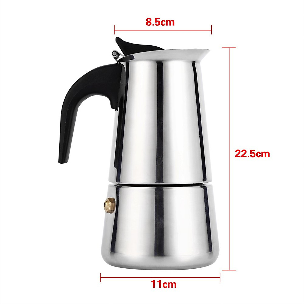 450ml Stainless Steel Moka Pot, Espresso Greca Coffee Maker, for Induction Gas or Electric Stove Home Office Use