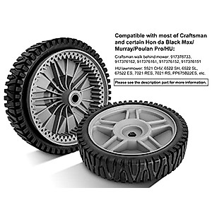 8 Inch Front Wheels Replaces for HU 581009202-2 Pack Drive Wheels Tires Compatible with Hon da Black Max Lawn Mower, Craftsman 917376161, HU 7021RES Self Propelled Mower, Replace 193912x460