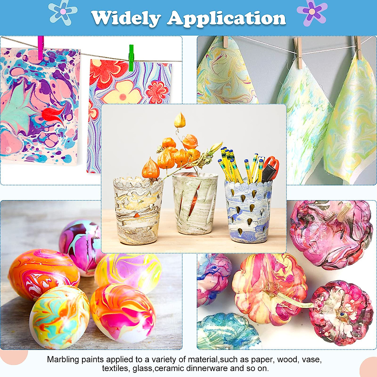 MFJL Marbling Paint Crafts Kit for Kids - Arts and Crafts for Girls & Boys - Ideas Art Kits for Kids Age 3-5 4-8 8-12 (Paint on Water)