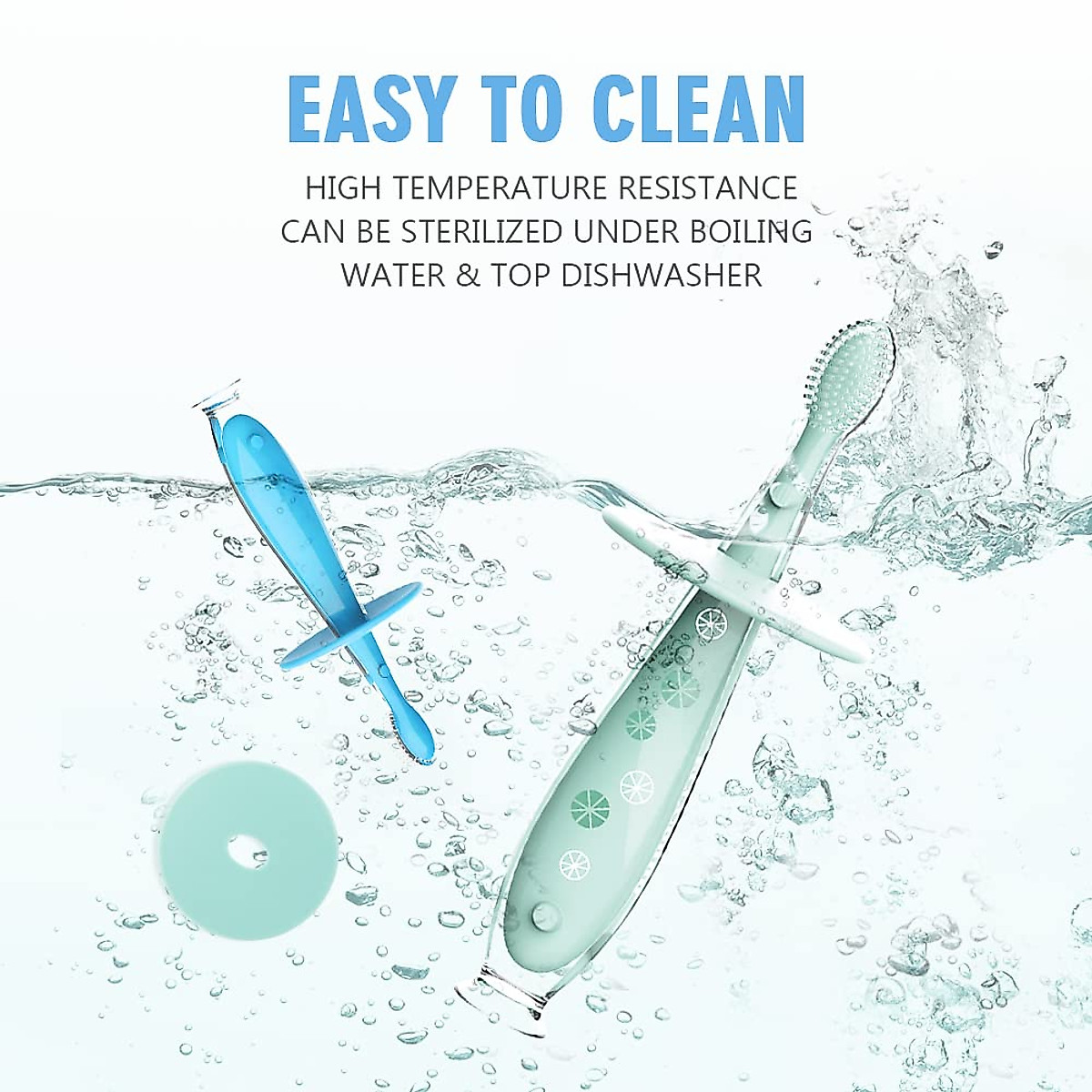 Kisdream Infant Baby Toddler Kid Toothbrush:Chewable Extra Soft Bristle Beginner Brushing Teeth for 2 Months - 5 Year Old Stage 1-3 Age Training First Suction Tooth Brush Set Bpa Free (MT2404)