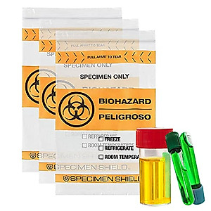 APQ Biohazard Specimen Bags 6 x 9, Orange and Black 3-Wall Biohazard Bags 100 Pack, Clear 2 Mil Bio Hazard Bags, Waterproof Plastic Zipper Bags with “Pull Apart to Tear” Line and Document Pouch