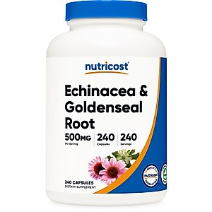 Nutricost Echinacea & Goldenseal Root, 500mg, 240 Capsules - Vegetarian Caps, Non GMO, Gluten Free