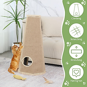 ROYALAY Tall Cat Scratching Posts for Indoor Cats, Premium Sisal Rope Scratch Posts for Kitten and Adult Cats, Scratcher Post Tree Kitten Interactive Toy to Protect Your Furniture for Cats at All Ages
