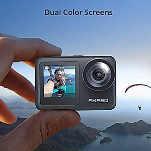 AKASO Brave 7 LE 4K30FPS 20MP WiFi Action Camera with Touch Screen Vlog Camera EIS 2.0 Remote Control 131 Feet Underwater Camera with 2X 1350mAh Batteries Support External Microphone