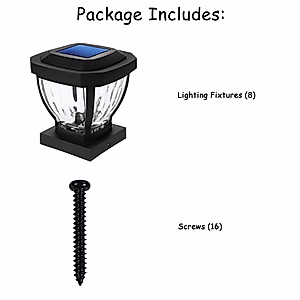 Home Zone Security Decorative Outdoor Solar Post Lights Black No Wiring 8 Set