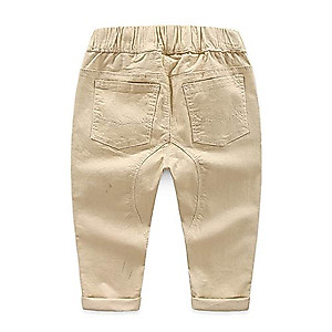 Deniy Baby Boys Cotton Linen Thin Casual Slim Pants, Khaki, 1-2T