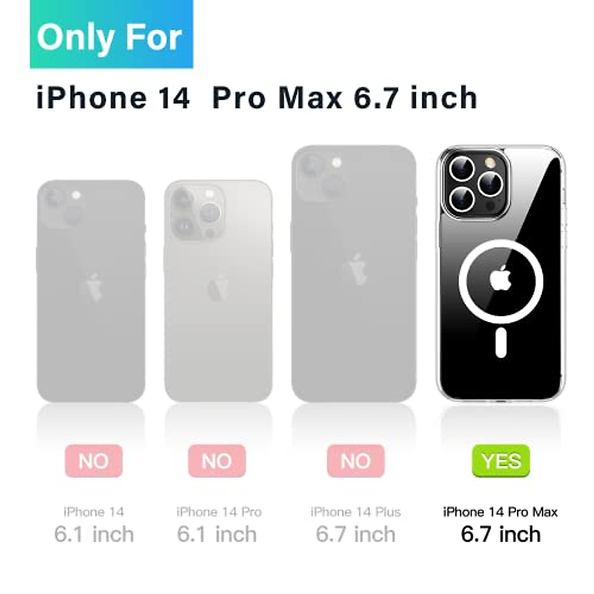 Meifigno Clear Magnetic Case Designed for iPhone 14 Pro Max, [Military Grade Protection & Compatible with MagSafe], Hard PC with Soft Edges, Designed for iPhone 14 Pro Max 6.7"-Crystal Clear