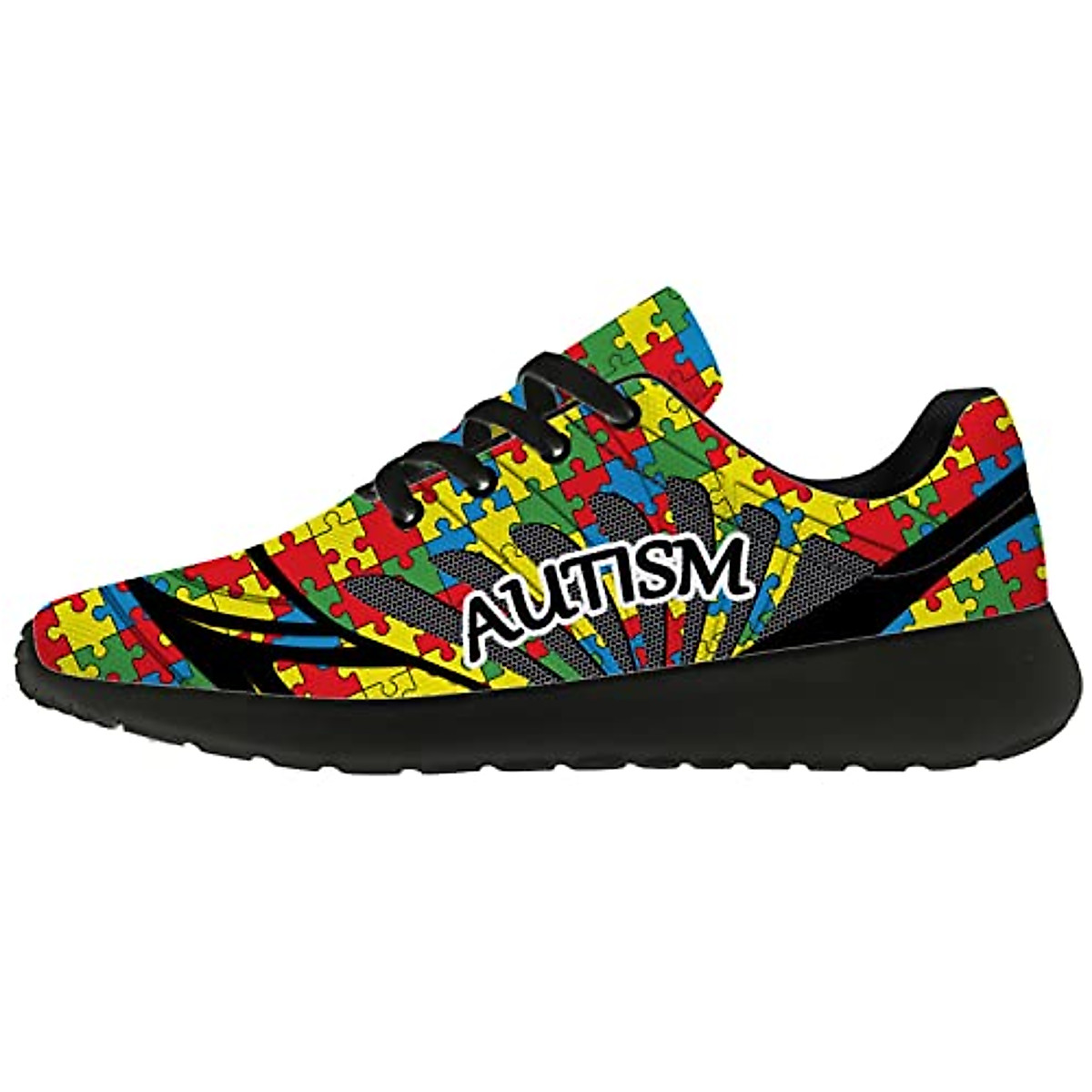 vogiant Autism Puzzle Shoes for Men Women Tennis Shoes Walking Running Sneakers Autism Awareness Shoes Gifts for Teacher,Size 9.5