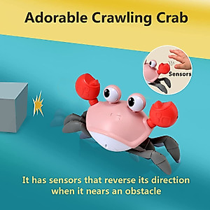 control future Baby Girl Toys Tummy Time: Pink Crawling Crab Babies Montessori Toy Learning 36 Months 3 Year Old Birthday Infant Girls Valentines Day Gifts Stuff 0 1 2 Essentials